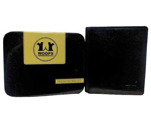 Woops Brand Men's 638 Black Leather Wallet :: RAJASHOES