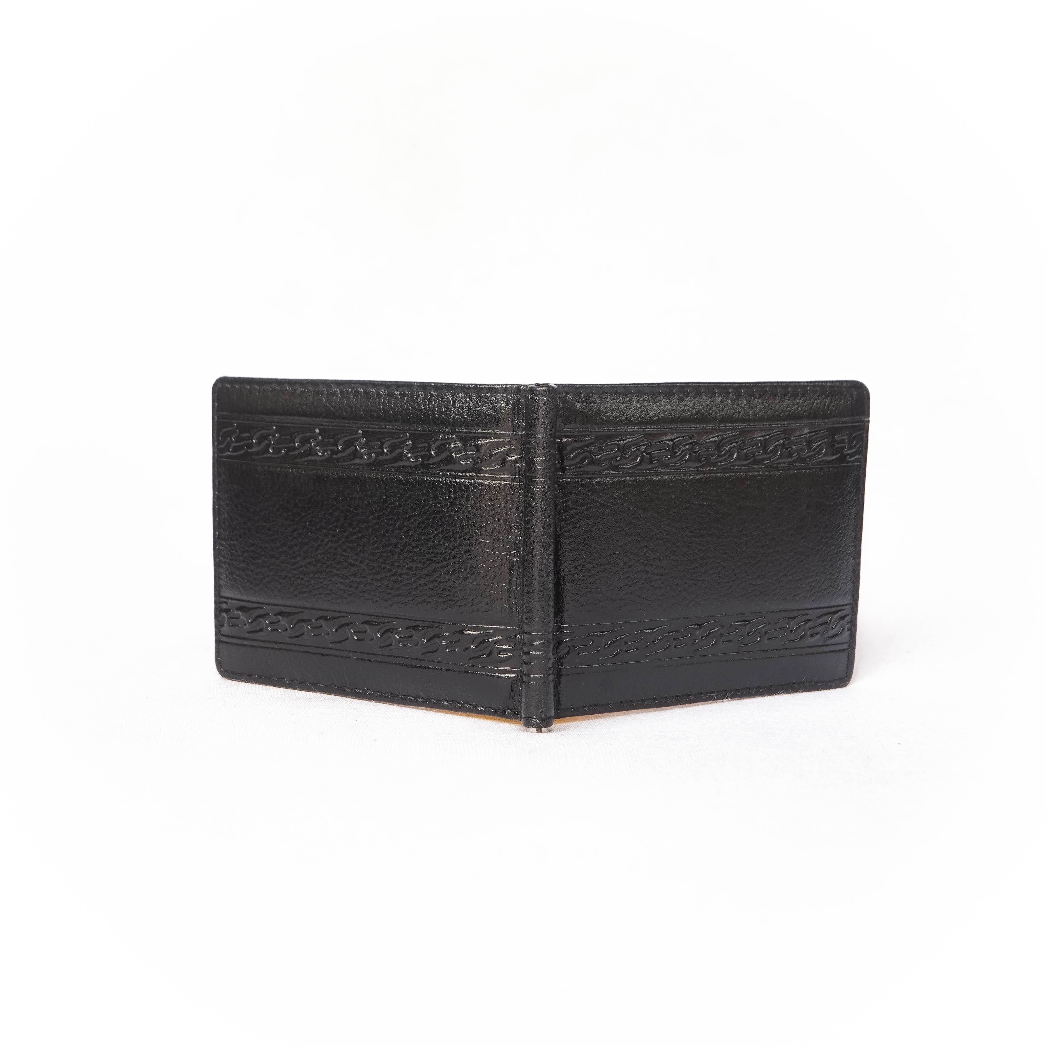 Woops Brand Mens Black Leather Money Clip Card Wallet MC6 (Black ...