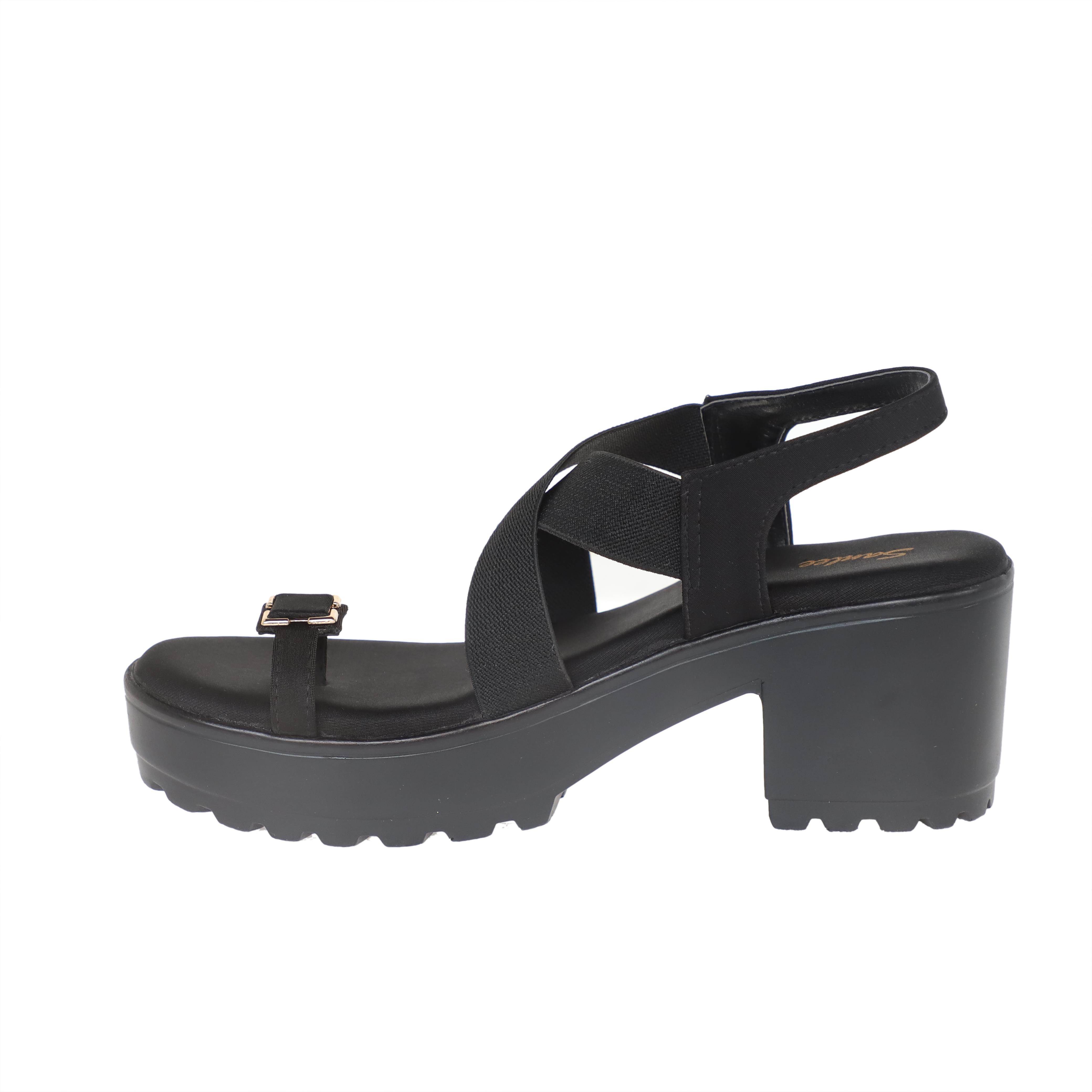 Sanlee Brand Womens Casual Block Heel Sandal LSP4127 (Black) :: RAJASHOES
