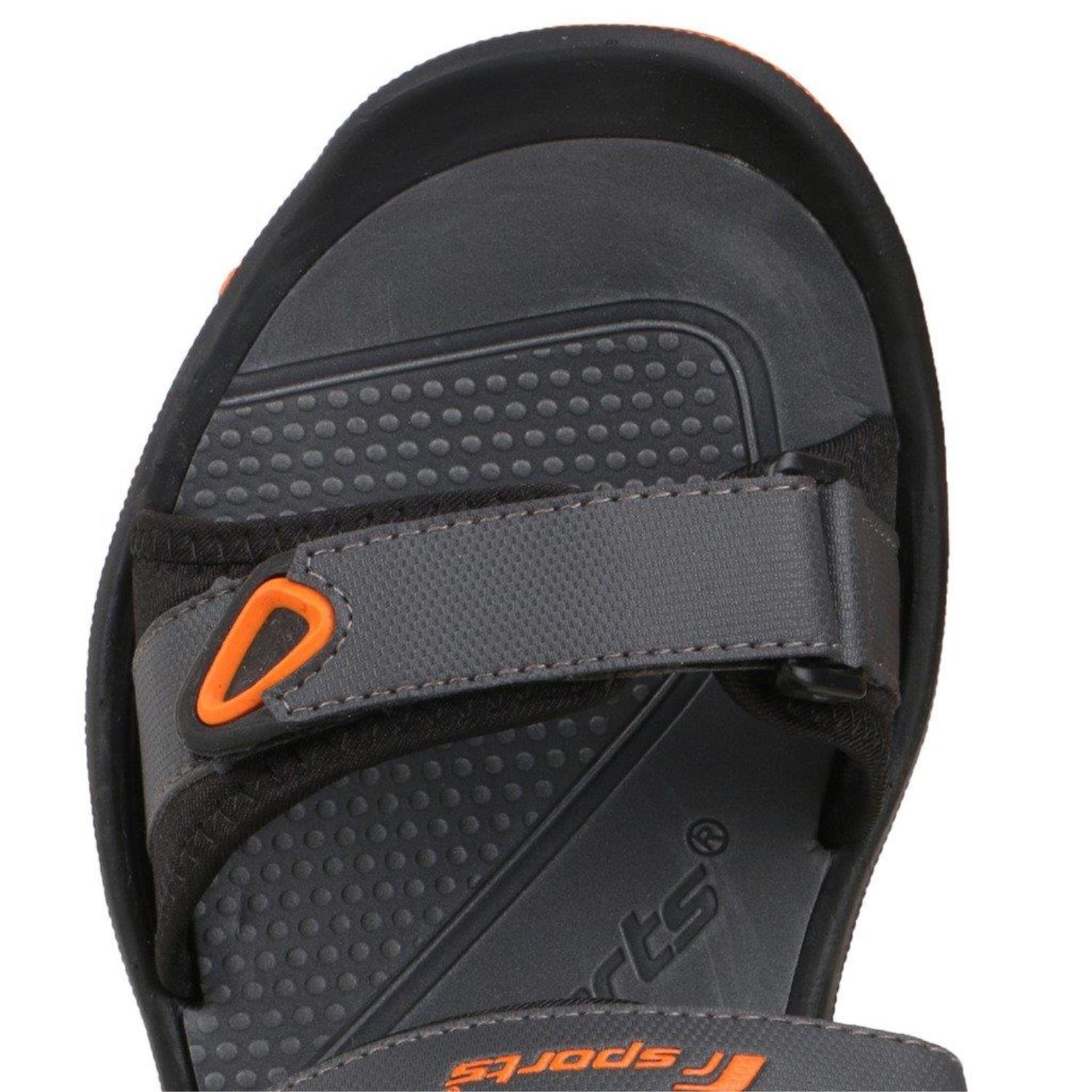 F sports Brand Men's Ocean Chappal/Sandal/Flip Flop (Grey/Orange ...