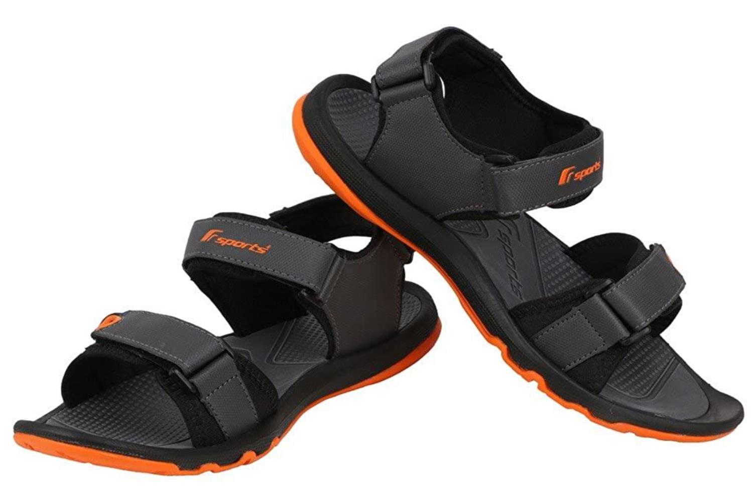 F sports Brand Men's Ocean Chappal/Sandal/Flip Flop (Grey/Orange ...