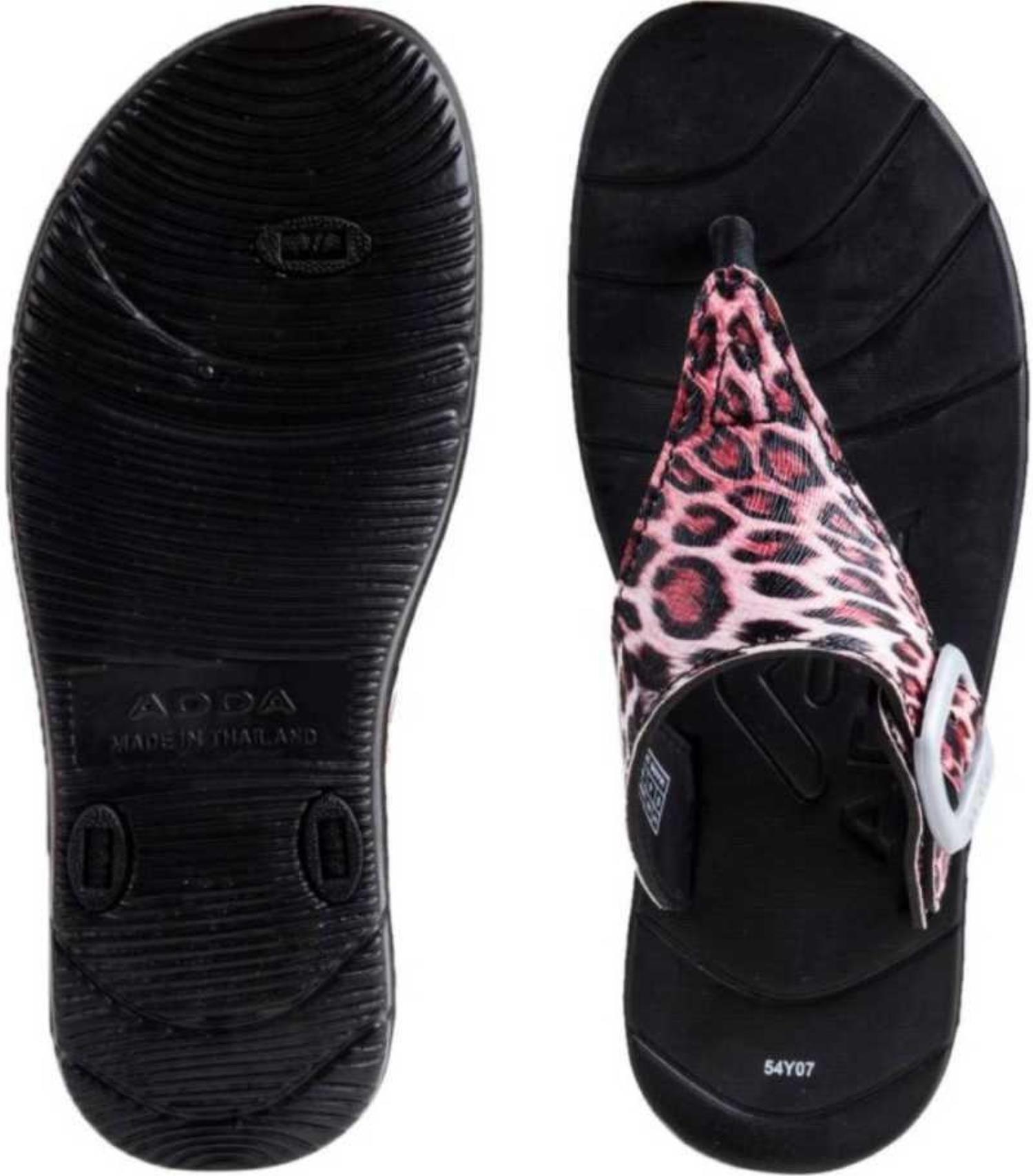 Adda Brand Women's Tigeress-1 Flipflop Slippers (Black/Pink) :: RAJASHOES
