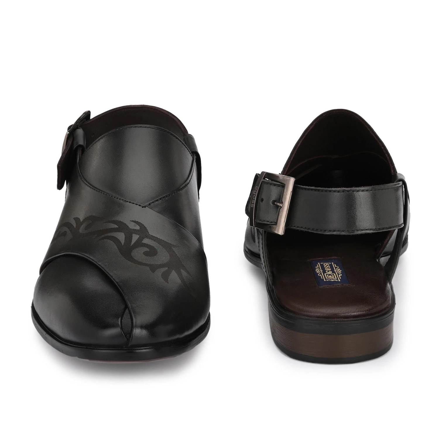 Egoss Brand Mens Formal Buckled Pesavari Pathani Sandal EG-6810 (Black ...