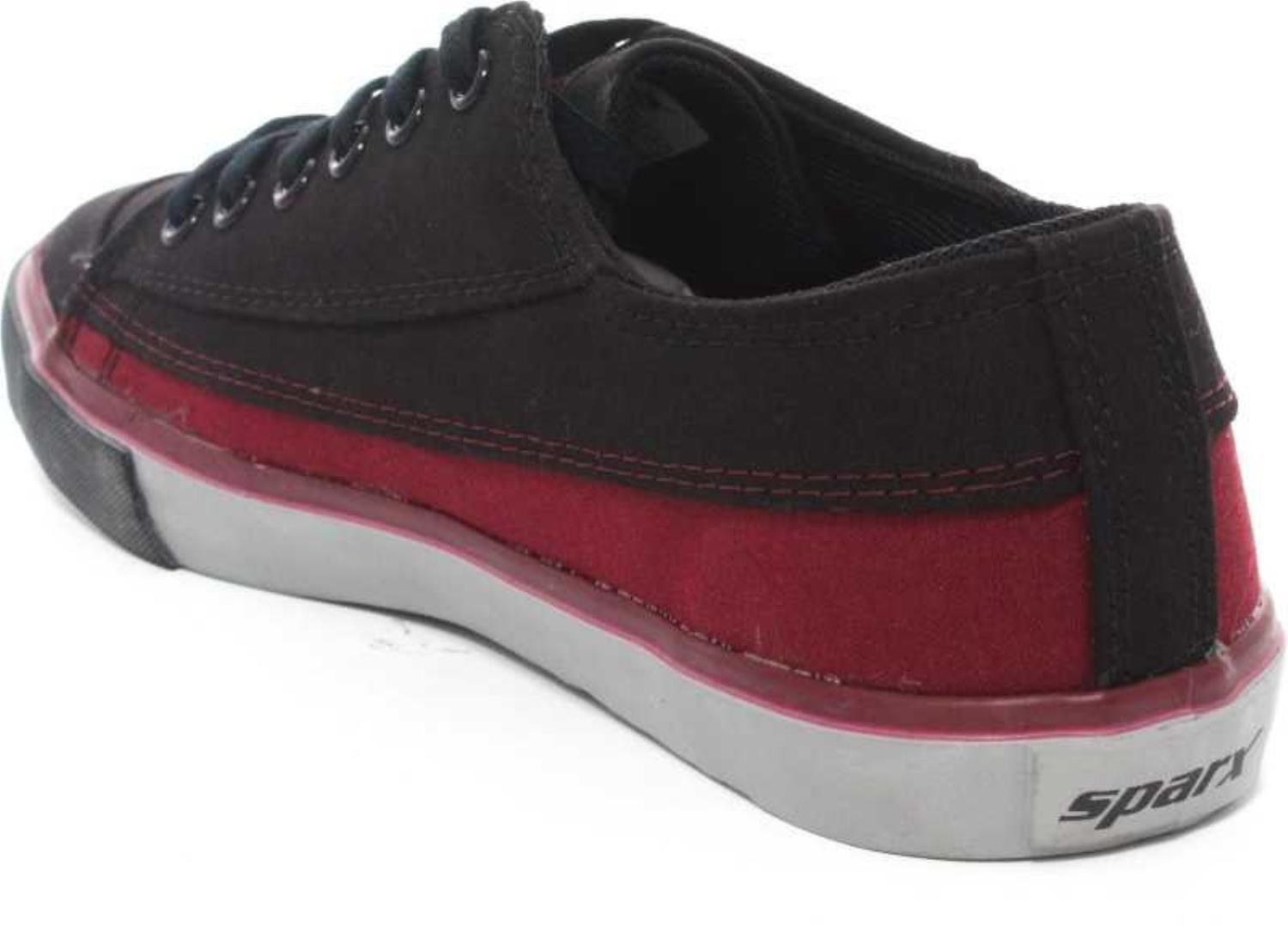 Sparx Brand Men's SM 496 Laced Sneakers Shoes (Black/Burgany) :: RAJASHOES