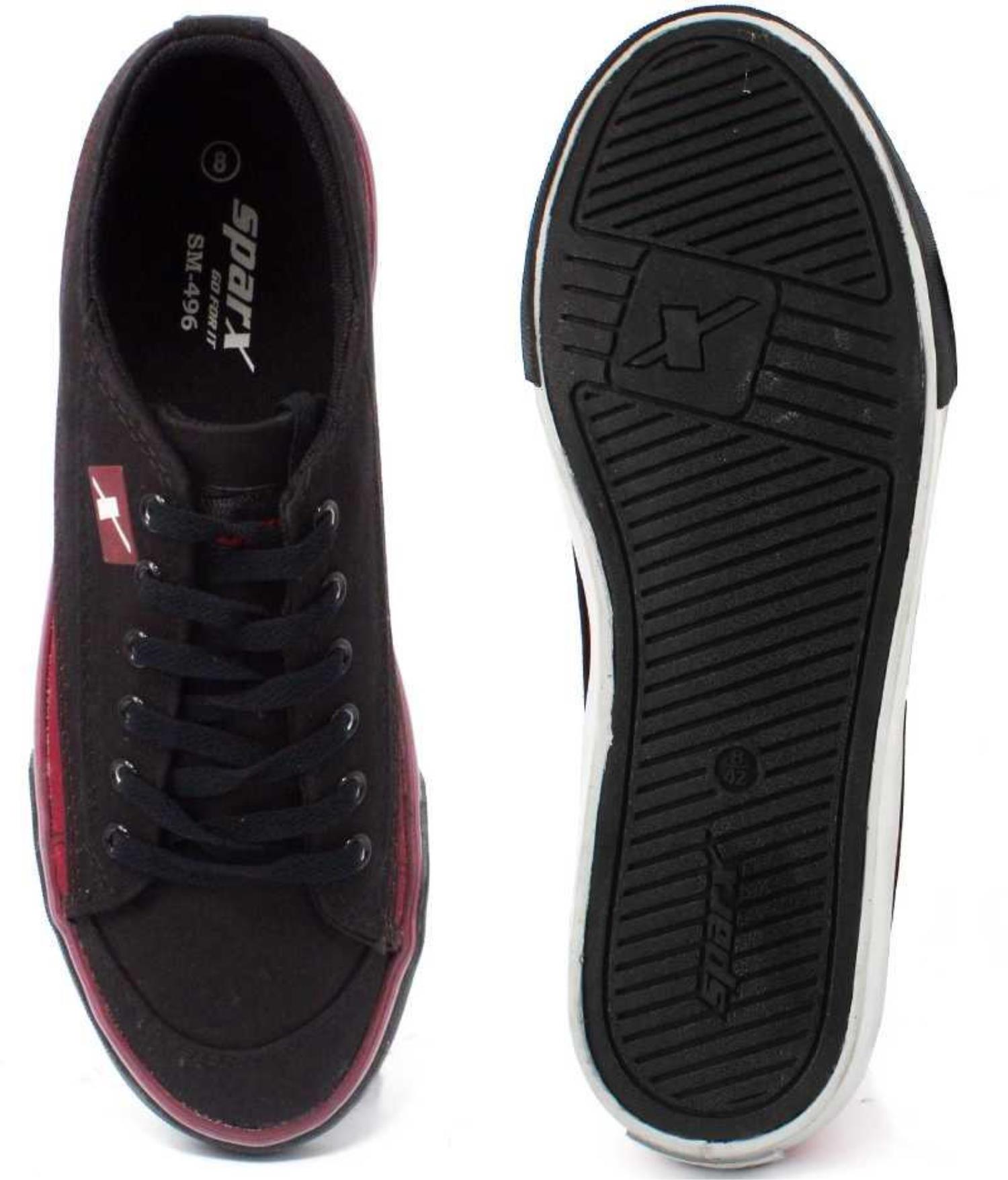 Sparx Brand Men's SM 496 Laced Sneakers Shoes (Black/Burgany) :: RAJASHOES