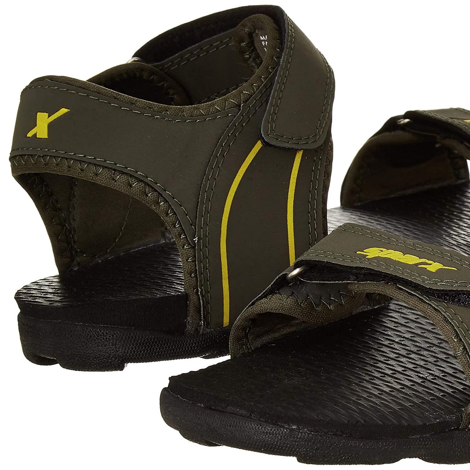Sparx Brand Men's SS-703 Chappal/Sandal/Flip Flop (Olive/Yellow ...