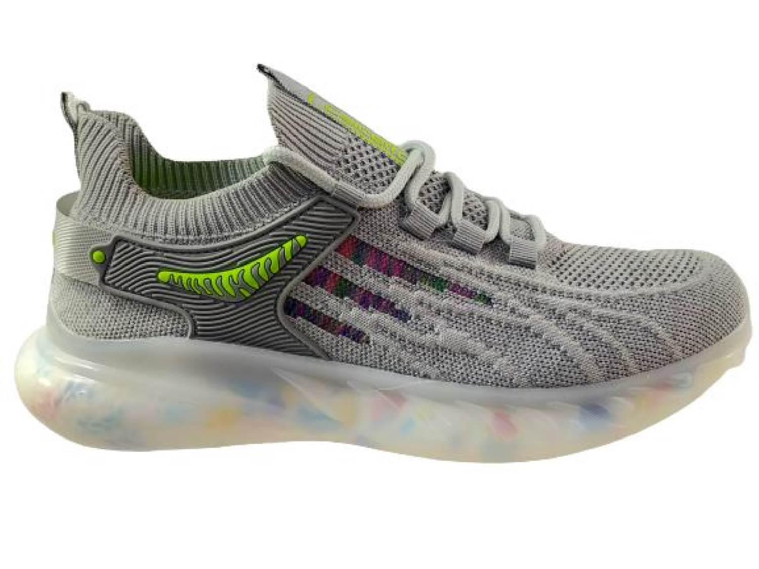 Calcetto Brand Men's CLT-0946 Laced Sport Shoes (L.Grey/Lime) :: RAJASHOES