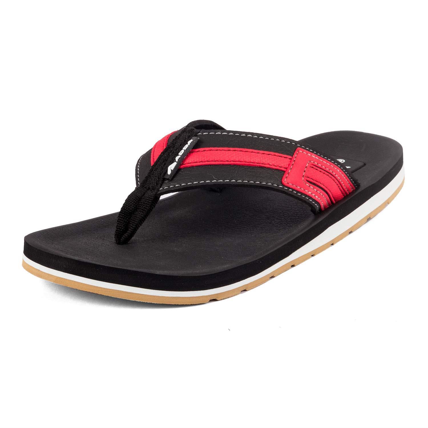 Adda Brand Men's Euro Flipflop Slippers (Black/Red) :: RAJASHOES
