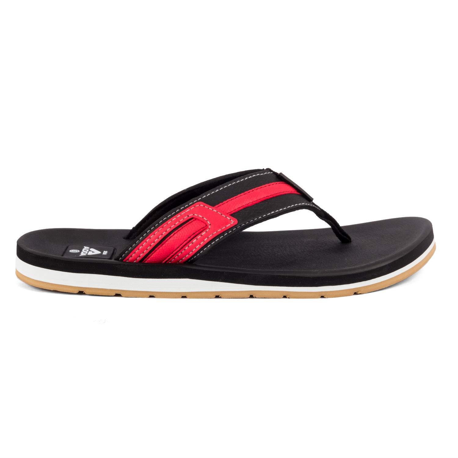 Adda Brand Men's Euro Flipflop Slippers (Black/Red) :: RAJASHOES