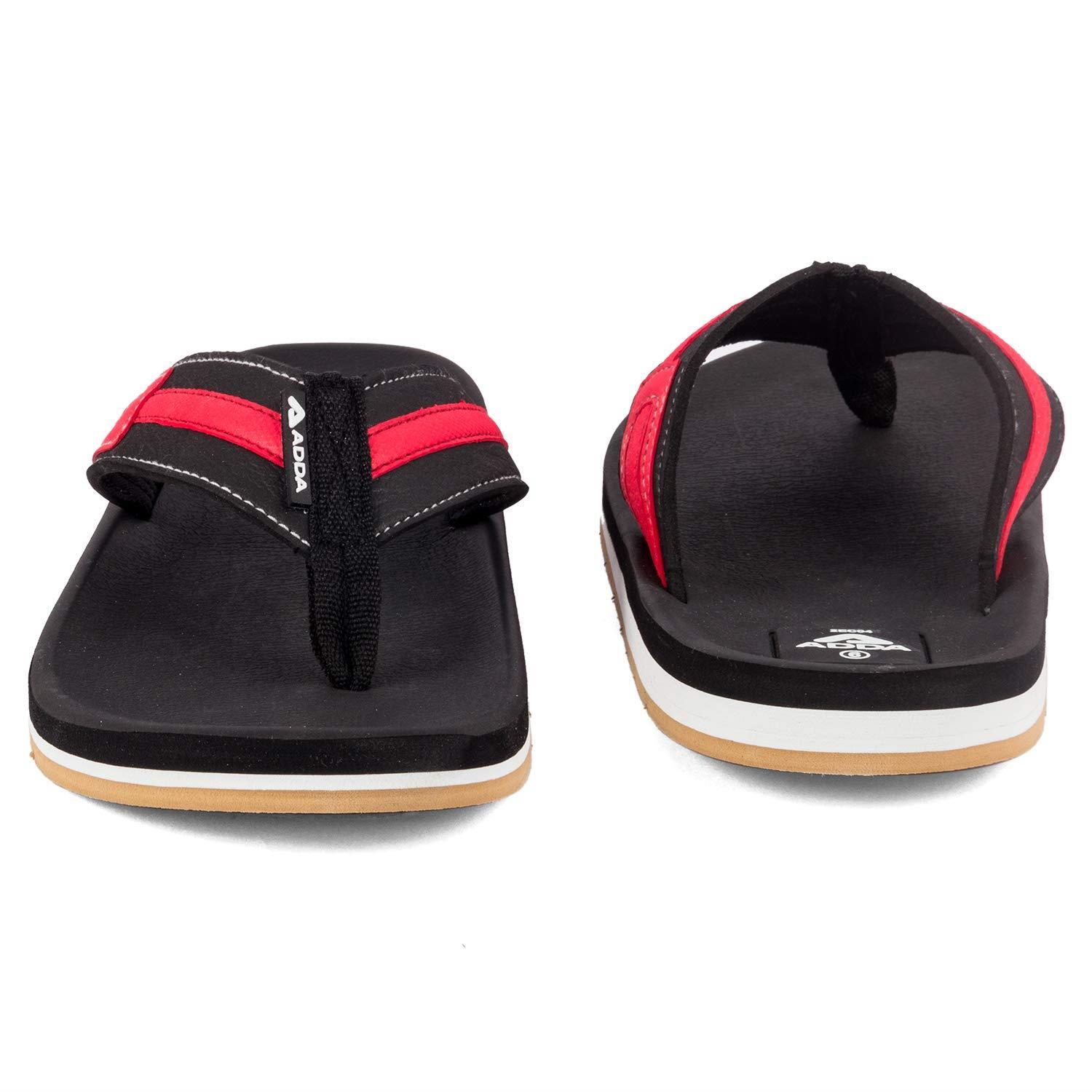 Adda Brand Men's Euro Flipflop Slippers (Black/Red) :: RAJASHOES