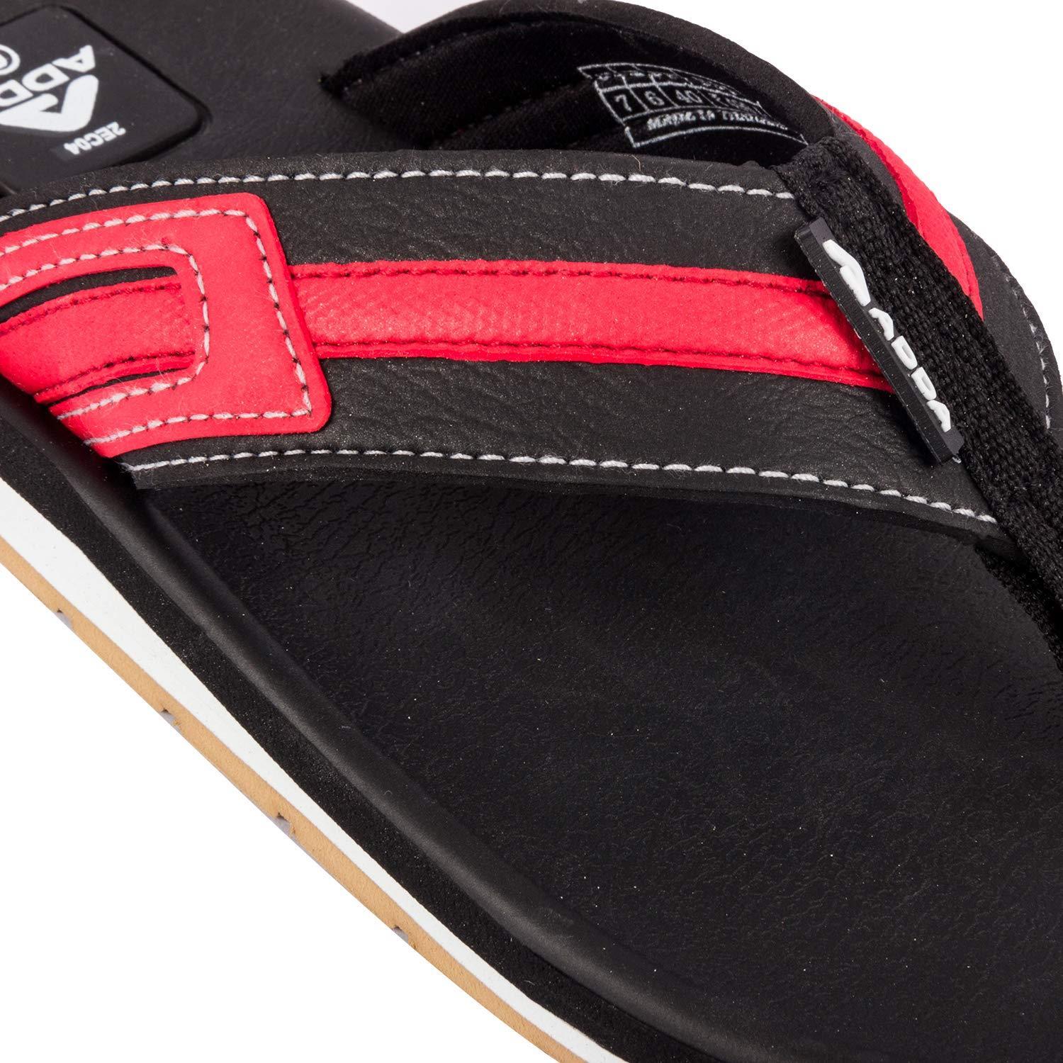 Adda Brand Men's Euro Flipflop Slippers (Black/Red) :: RAJASHOES