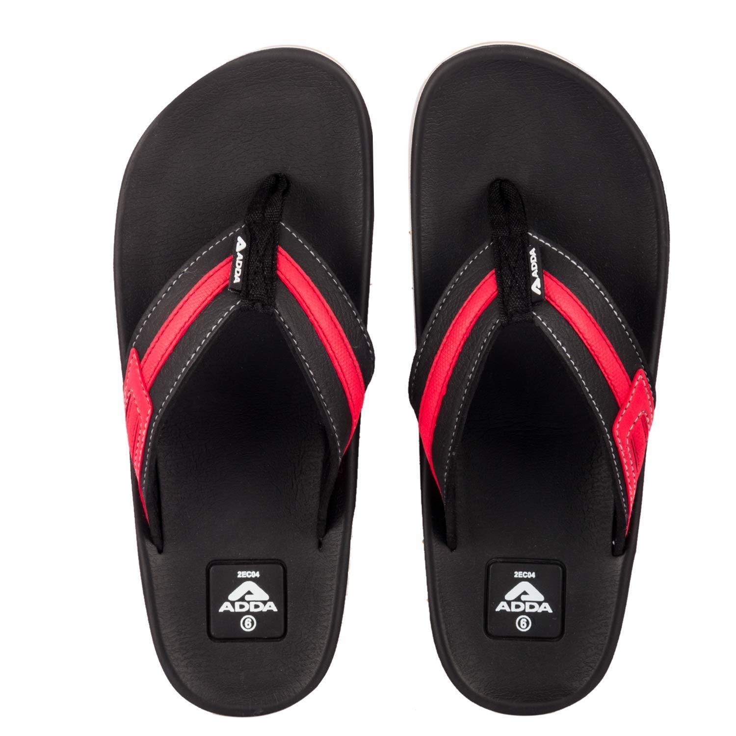 Adda Brand Men's Euro Flipflop Slippers (Black/Red) :: RAJASHOES