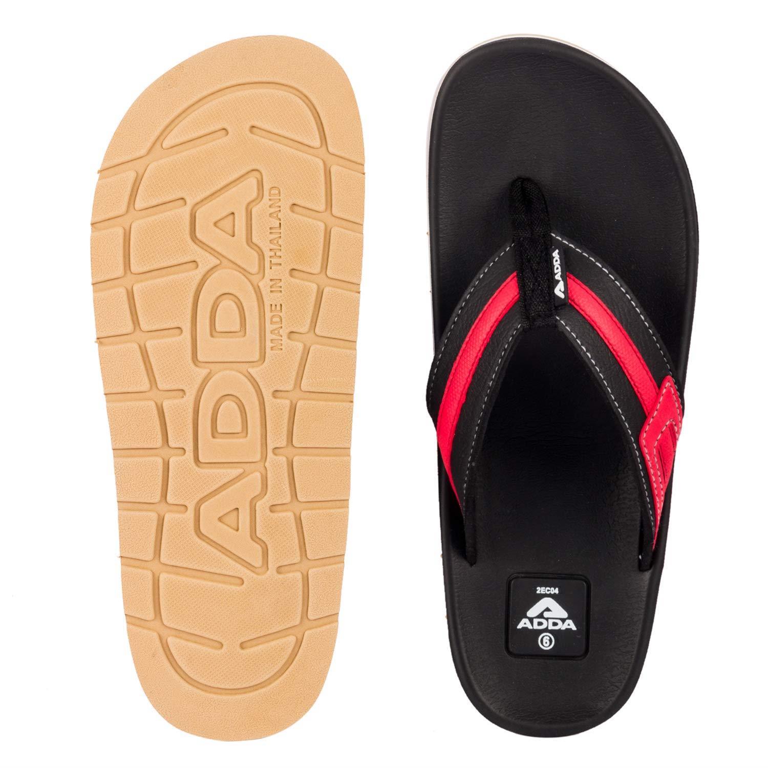 Adda Brand Men's Euro Flipflop Slippers (Black/Red) :: RAJASHOES