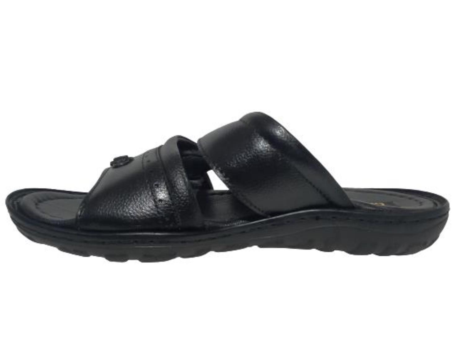 Copper Brand men's 8680 Leather Chappal/Flipflop/Slippers (Black ...