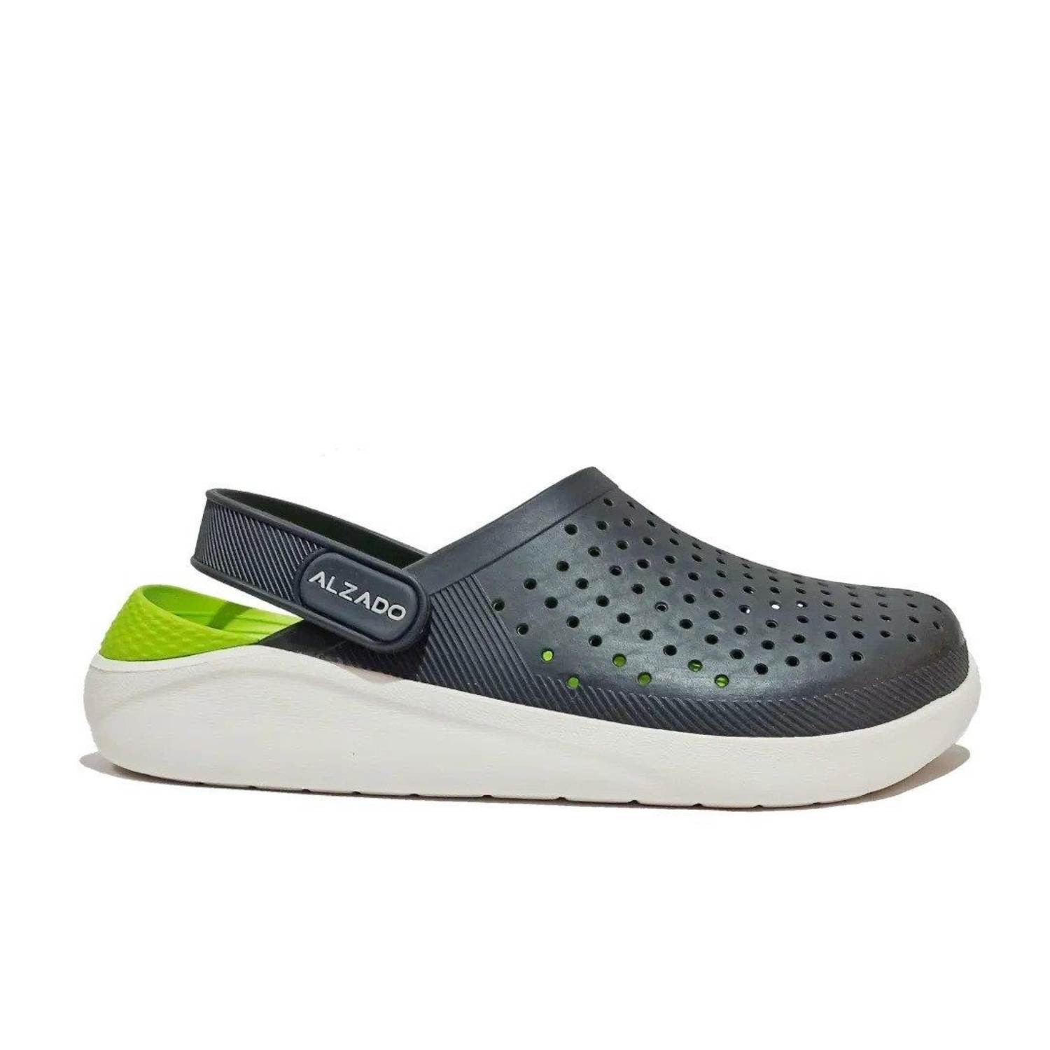 ALZADO BRAND MENS CASUAL CROCS SANDAL BACKSTRAP CROSSLITE (D.GREY/LIME ...