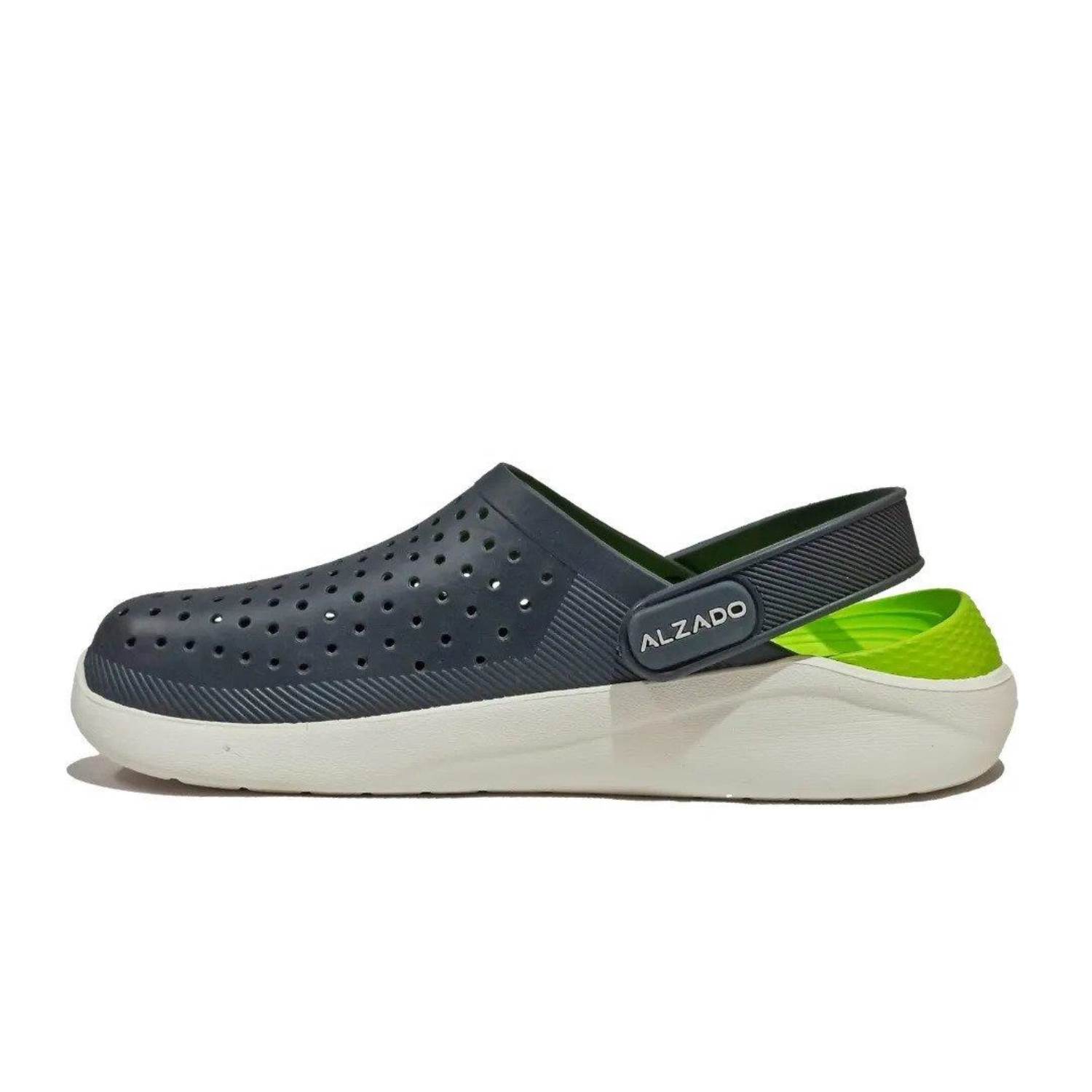 ALZADO BRAND MENS CASUAL CROCS SANDAL BACKSTRAP CROSSLITE (D.GREY/LIME ...